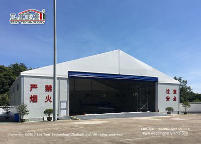 China Waterproof And Flame Retardant Cover Aircraft Hangar Tent With Auto Roll Up Door / 25ｍ Width Aluminum Frame for sale