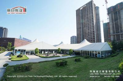 China 30m Span Width High Peak Tent With Glass Walls For Auto Show / Celebration for sale