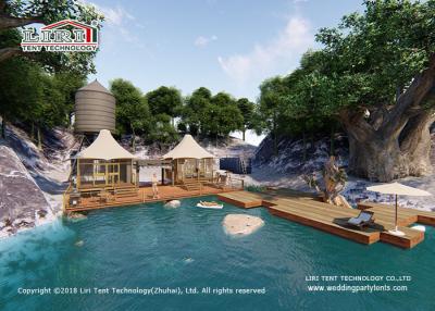 China Glass Wall System Luxury Glamping Tents Fire Retardant DIN4102 B1 / M2 for sale