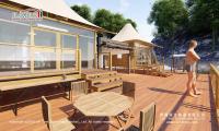 China Glass Wall System Luxury Glamping Tents Fire Retardant DIN4102 B1 / M2 for sale