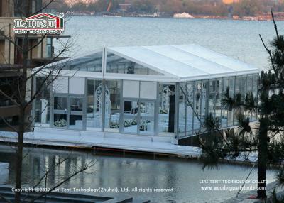 China 10x15m Luxury Wedding Tents With Transparent Roof Cover And Glass Wall For 100 People Capacity Wedding Party for sale
