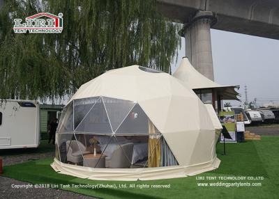 China Large Luxury Glamping Tents , 7m Geo Shelter Dome Tent With Roof Lining for sale