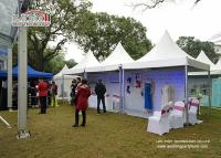 China 5 X 5m Windproof Aluminum Pagoda Gazebo Canopy Tent With White Plain PVC Sidewalls for sale