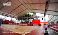 China Unique Aluminum And PVC Sports Shelter Tent 850g/Sqm Roof Cover for sale