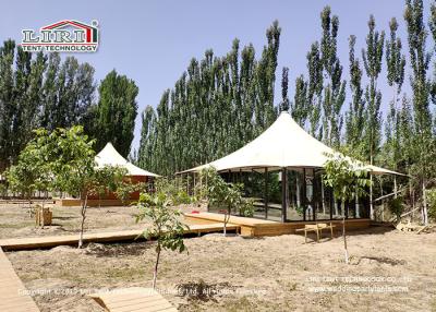 China 5m Width 2 People Luxury Glamping Tents With Wooden Flooring System for sale
