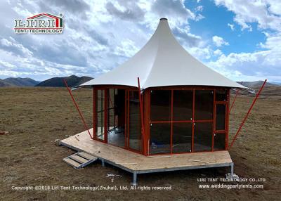 China Outdoor Hotel Luxury Glamping Tents High Peak White Roof And Aluminum Structure for sale