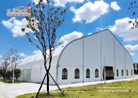 China Event Center 25m Wide Curve Tent With PVC Clear Window Glass Door for sale