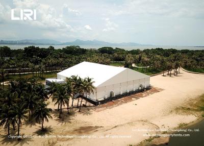 China 40m Wide Outdoor Event Tents With White Color PVC Covers Built On Flooring Deck for sale