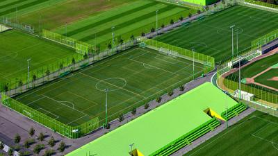China Quartz Sand Infill Material Artificial Football Pitches 8-10 Years Life Span 50mm Pile Height for sale