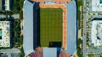 China 40-60mm Pile Height Artificial Grass In Diamond Shape For Soccer Pitch for sale