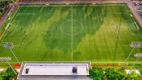 China 40-60mm Pile Height Artificial Grass In Diamond Shape For Soccer Pitch for sale