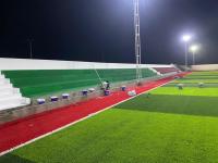 China 16.5 Stitches Football Turf 50mm Pile Height Weaving With PP Net SBR Backing for sale