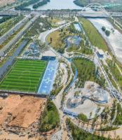 China Rubber Granules Synthetic Grass / Artificial Turf Dtex 8000-15000 Drainage System 50mm Pile Height for sale