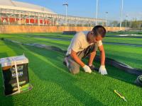 China Density 50mm Artificial Football Pitch With 16.5 Stitches For Optimal Playability for sale