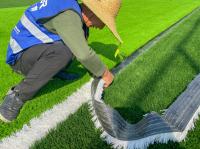 China China Stem Shape Artificial Football Pitches With 16.5 Stitches For Efficient Drainage System for sale