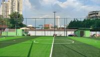 China Artificial Football Pitches With M Shape Yarn 50mm Pile Height Quartz Sand Infill for sale