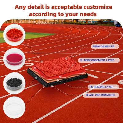 China Long Lasting 13-25 mm Sandwich Plastic Running Track with 10-Years Warranty for Track and Field for sale