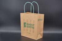 China Juice Takeaway Eco Paper Bags Wood Pulp Kraft Flexo Printing for sale