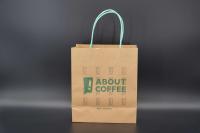 China Juice Takeaway Eco Paper Bags Wood Pulp Kraft Flexo Printing for sale
