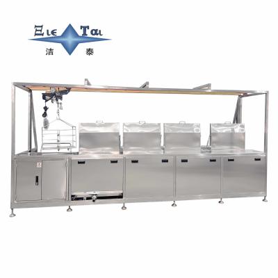 China 90KW Four-Tank Semi-Automatic Ultrasonic Cleaning Machine with 2000kg Hoist Capacity and 100-1000L Tank Volume for sale