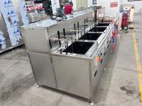 China 35KW Industrial Ultrasonic Cleaner with 28-40kHz Frequency and Multi-Tank Manual Cleaning Line for Precision Parts for sale