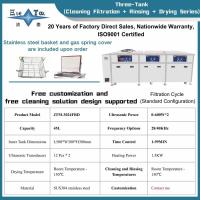 China Triple Tank Ultrasonic Cleaning Machine with Circulating Filtration, Spray Rinsing & Hot Air Drying for Industrial Metal Parts for sale