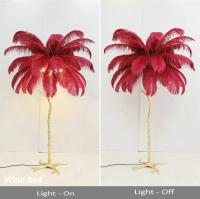 China Bedroom Lighting Decoration Wine Red Ostrich Feather Lamp for sale