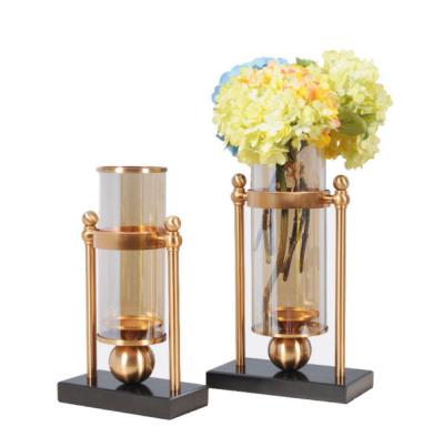 China Gold Metal Unique 325mm 400mm Decorative Flower Vases for sale