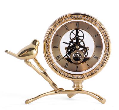 China Office Gold Copper Clock Sculpture Decorative Art Craft for sale