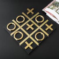 China Custom Wood XO Metal Chess Board Crafts For Home Decor for sale