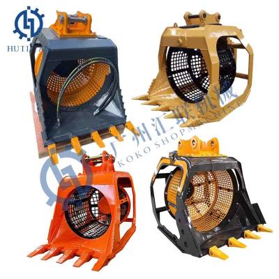 China EC240 EC210 SH200 SK220 CX210C ZE215E-10 Rotatory Screening Thickened Steel Bucket for 18-24 Tons Excavator Attachments for sale