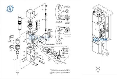 China SB140 SB151 Hydraulic Breaker Rock Hammer Parts Soosan SB81A SB100 SB121 SB130 for sale