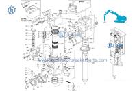 China Hydraulic Breaker Spare Parts Komac KB2000 KB3600 Excavator Attach Demolition Hammer Part for sale