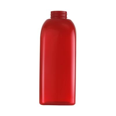 China Recyclable 500ml PET Plastic Shower Gel Pump Bottle Round Shouldered Red for sale