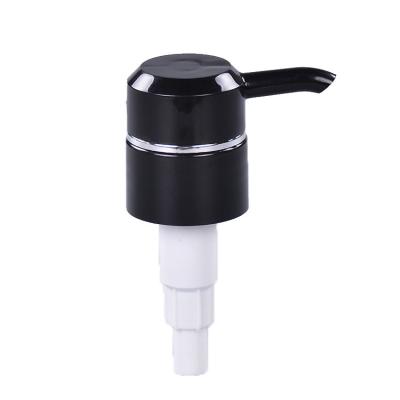 China Silver Ring 28mm Black Lotion Pump , 2cc Child Resistant Lotion Pump for sale