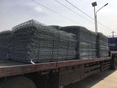 China Silver Galvanized Steel Wire Gabion Box 1m - 2m Width for sale