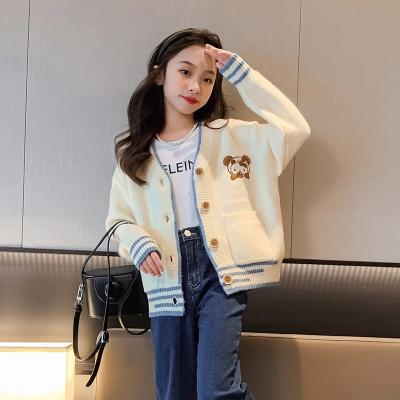 China 4-16 Years Old Childrens Cardigan Sweaters Coat Embroidery Breathable for sale
