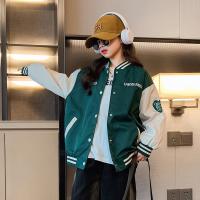 China Spring Autumn Girls Printed Patchwork Baseball Jacket Windproof for sale