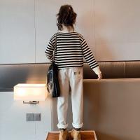 China Striped High Collar Sweater And Trouser Set With Velvet Skin Friendly for sale