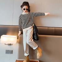 China Striped High Collar Sweater And Trouser Set With Velvet Skin Friendly for sale