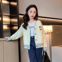 China Girls Korean Embroidery Knitted Cardigan Coat For Ages 4-16 for sale