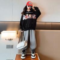 China Girl's suit thickened sports hoodie children's clothes autumn and winter trend cartoon girl warm two-piece set for sale