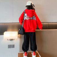China Girls Thickened Hoodie And Jogger Set Elastic Cuffs Trend Cartoon Pattern for sale