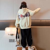 China Girls Thickened Hoodie And Jogger Set Elastic Cuffs Trend Cartoon Pattern for sale