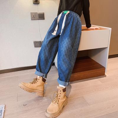 China Spring Fall Versatile Children Pants Blue Girls Jeans Trousers Wear Resistant for sale
