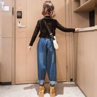 China Spring Fall Versatile Children Pants Blue Girls Jeans Trousers Wear Resistant for sale