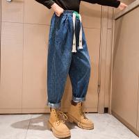 China Spring Fall Versatile Children Pants Blue Girls Jeans Trousers Wear Resistant for sale