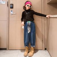 China Spring Fall Versatile Children Pants Blue Girls Jeans Trousers Wear Resistant for sale