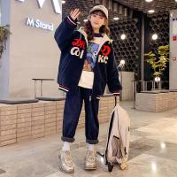 China Casual Thermal Hooded Wool Embroidered Coat Lamb Fleece Jacket Navy Blue for sale