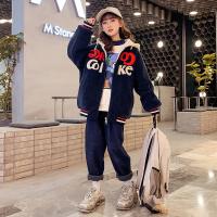 China Casual Thermal Hooded Wool Embroidered Coat Lamb Fleece Jacket Navy Blue for sale